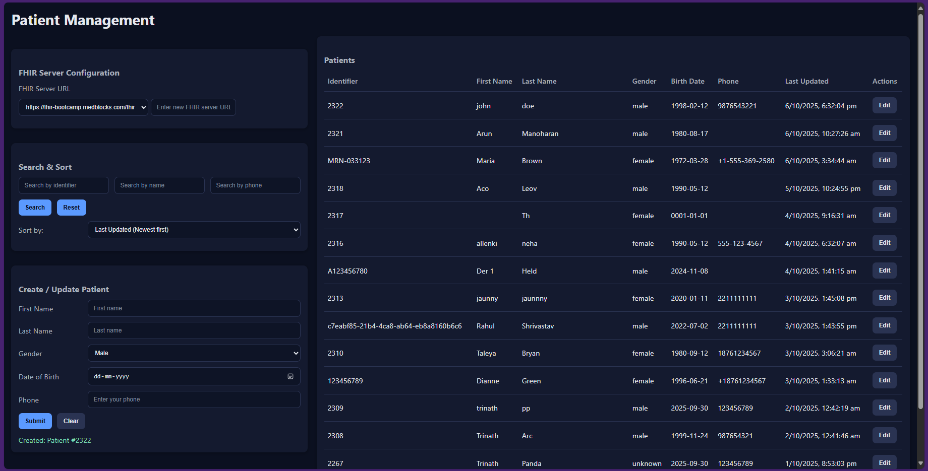 Building My First FHIR based Patient Management Web App with AI | Trinath Panda's Blog